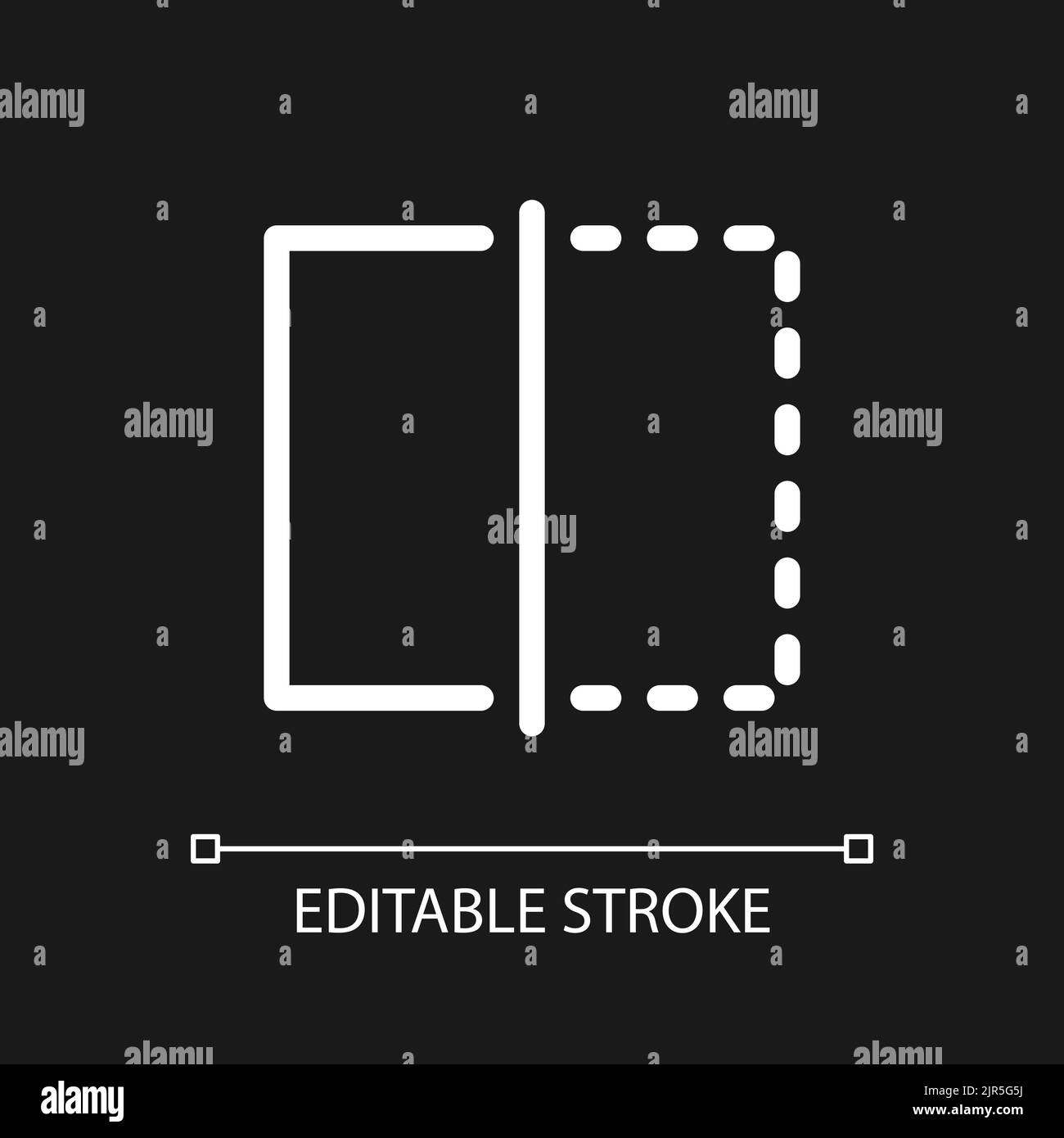 Crop video length pixel perfect white linear ui icon for dark theme ...