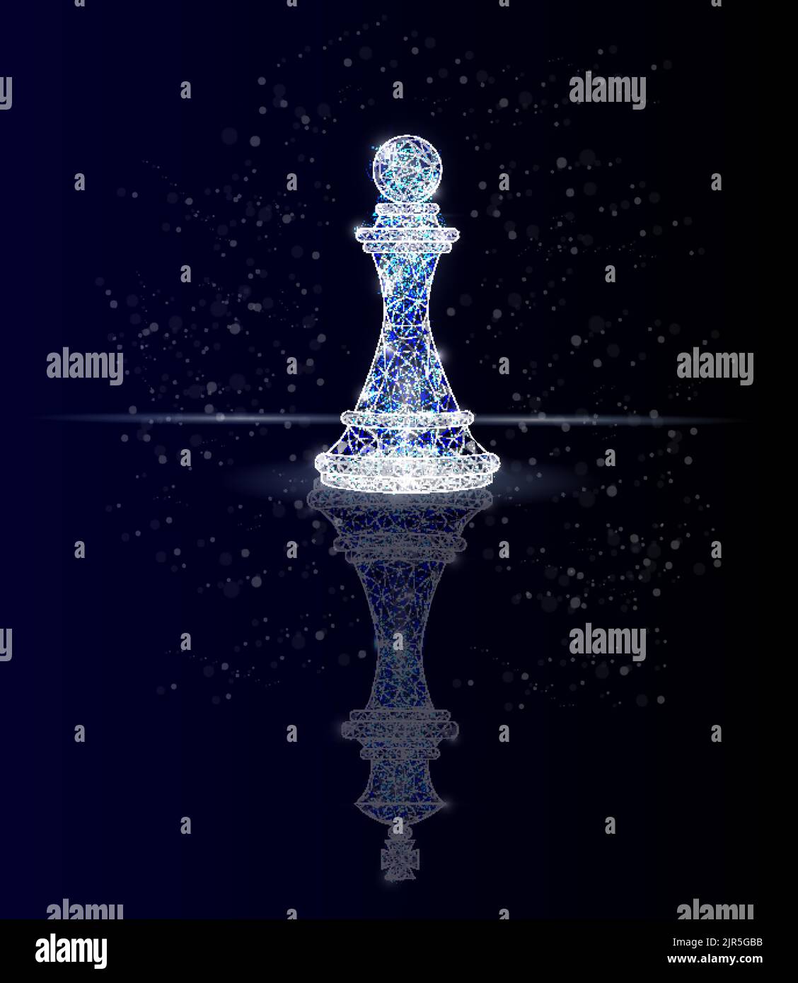 Vector polygonal art style chess pawn with chess king shadow. Low poly ...