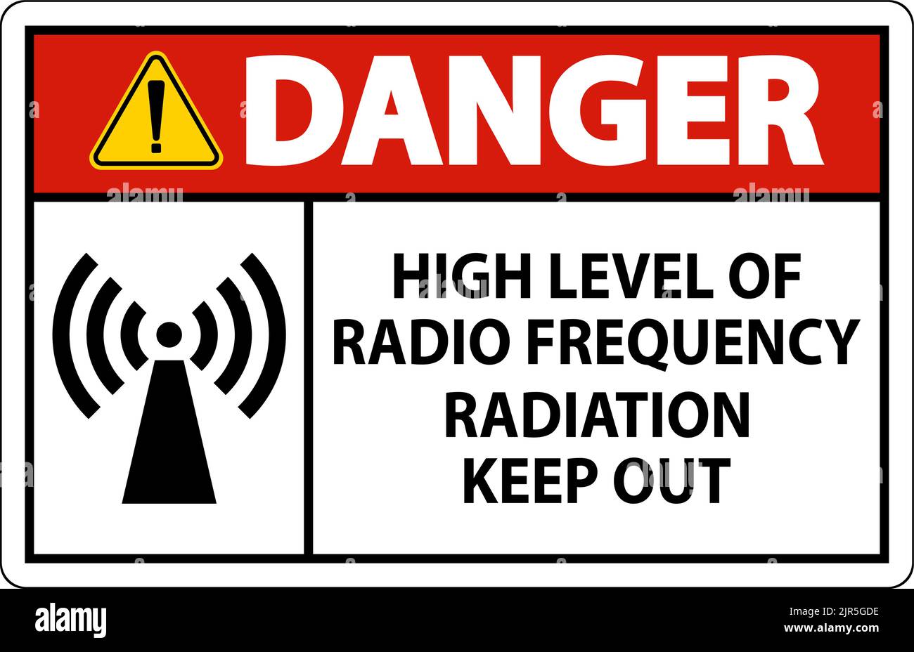 Danger High Level of RF Radiation Sign On White Background Stock Vector ...