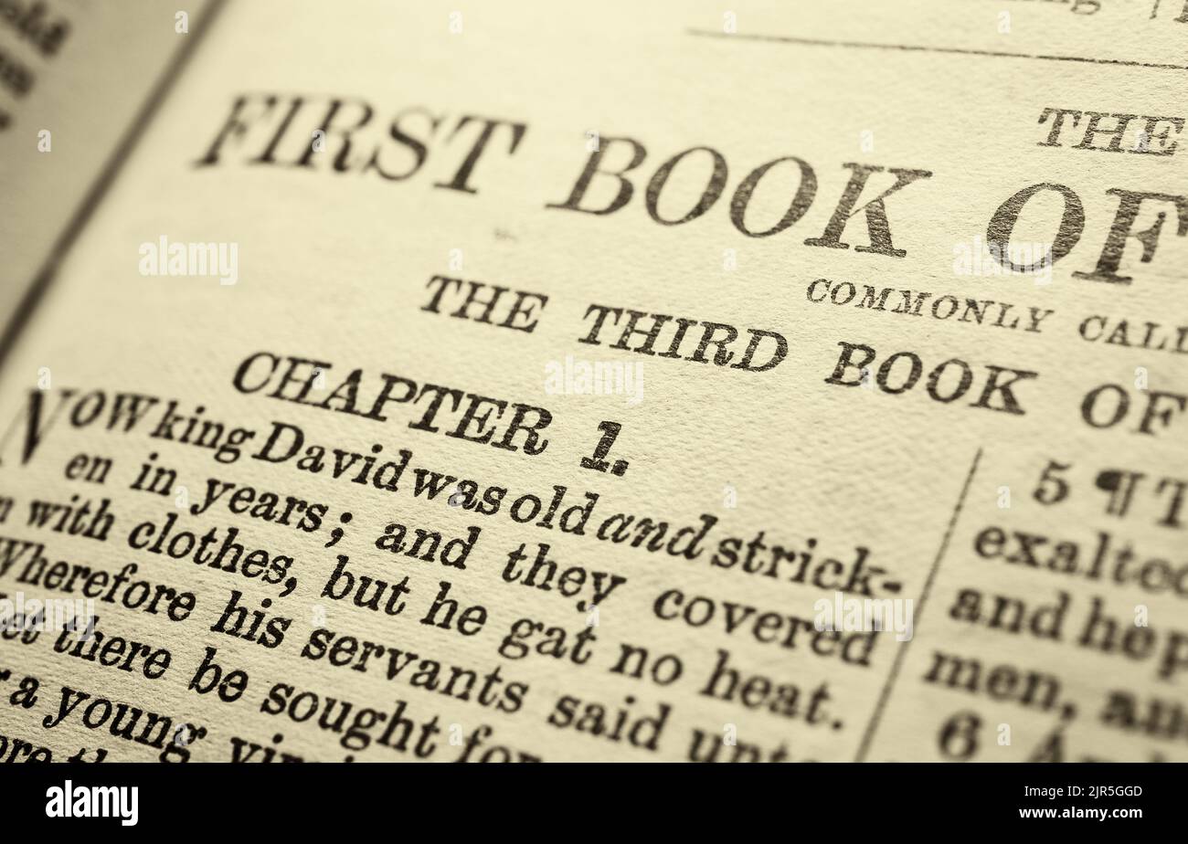 Close up of Old English Antique Holy Bible Stock Photo - Alamy