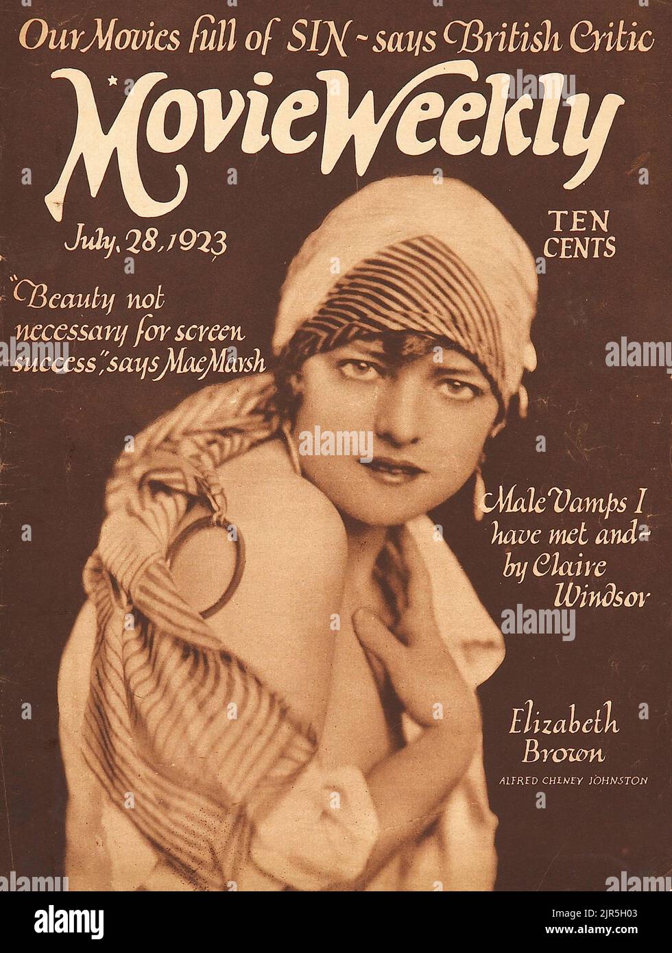 Movie Weekly (July 28, 1923). Magazine cover - Elizabeth Brown Stock ...