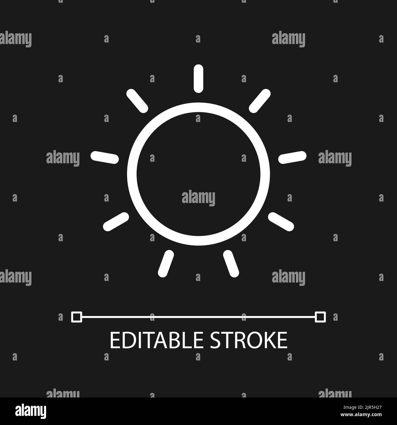 Sun pixel perfect white linear ui icon for dark theme Stock Vector ...