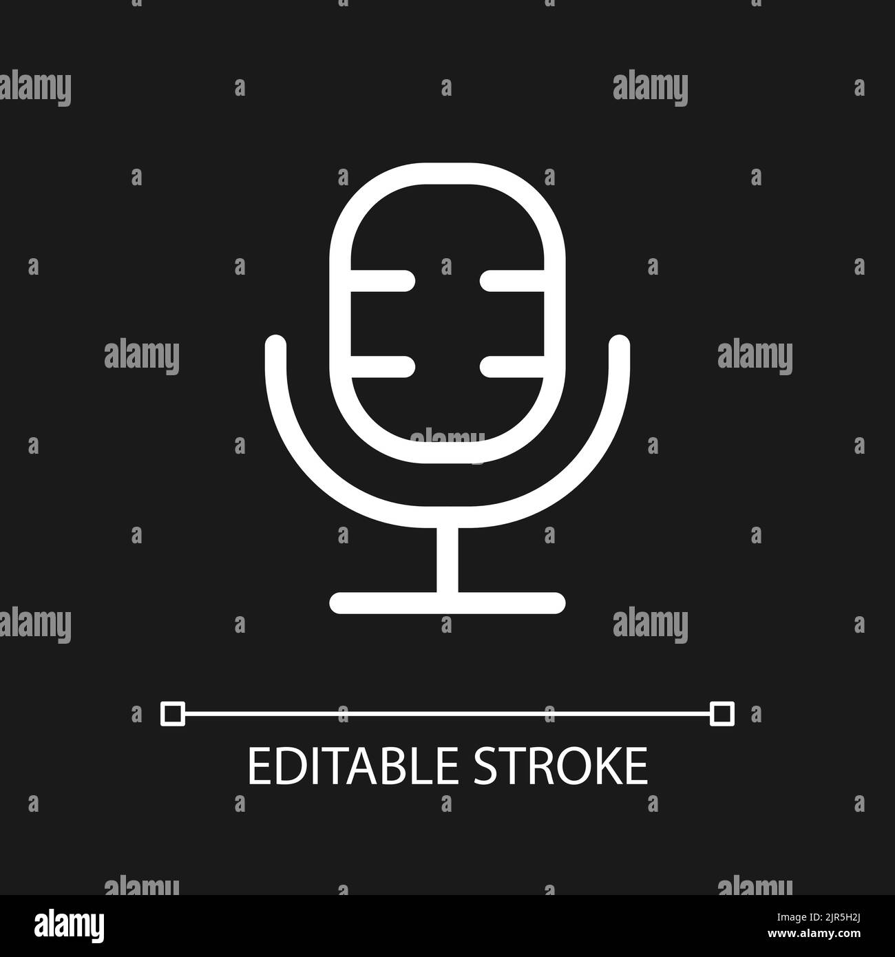 Microphone pixel perfect white linear ui icon for dark theme Stock ...