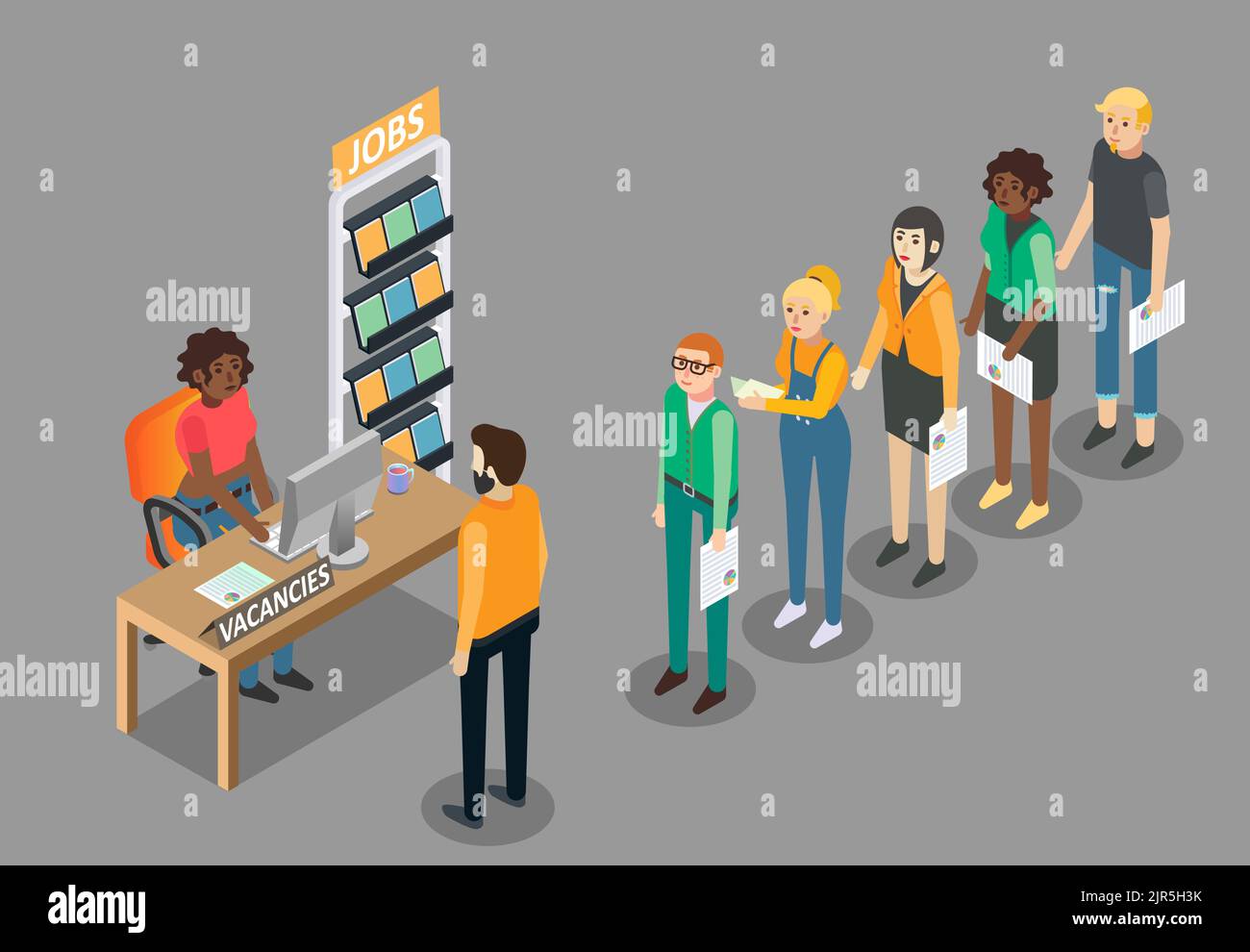 Job search concept vector flat isometric illustration Stock Vector ...