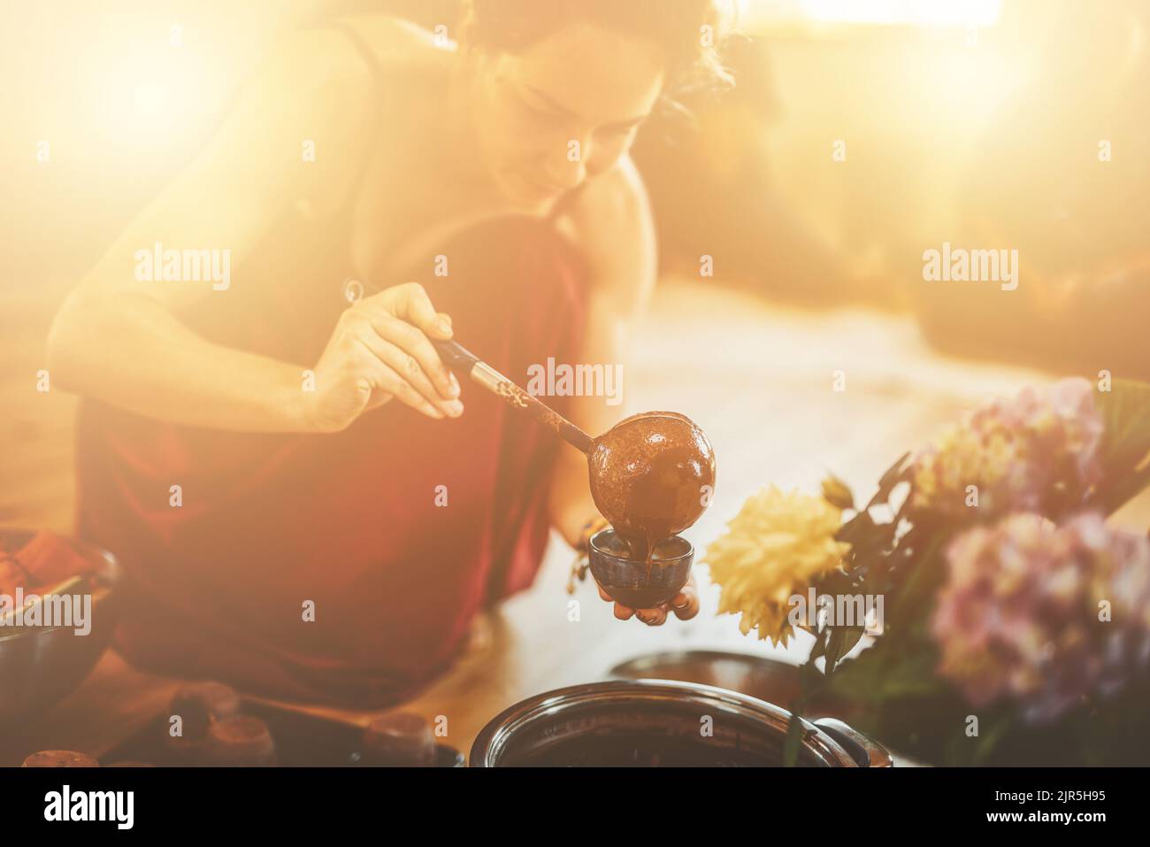 Cacao ceremony, heart opening medicine. Ceremony space Stock Photo - Alamy