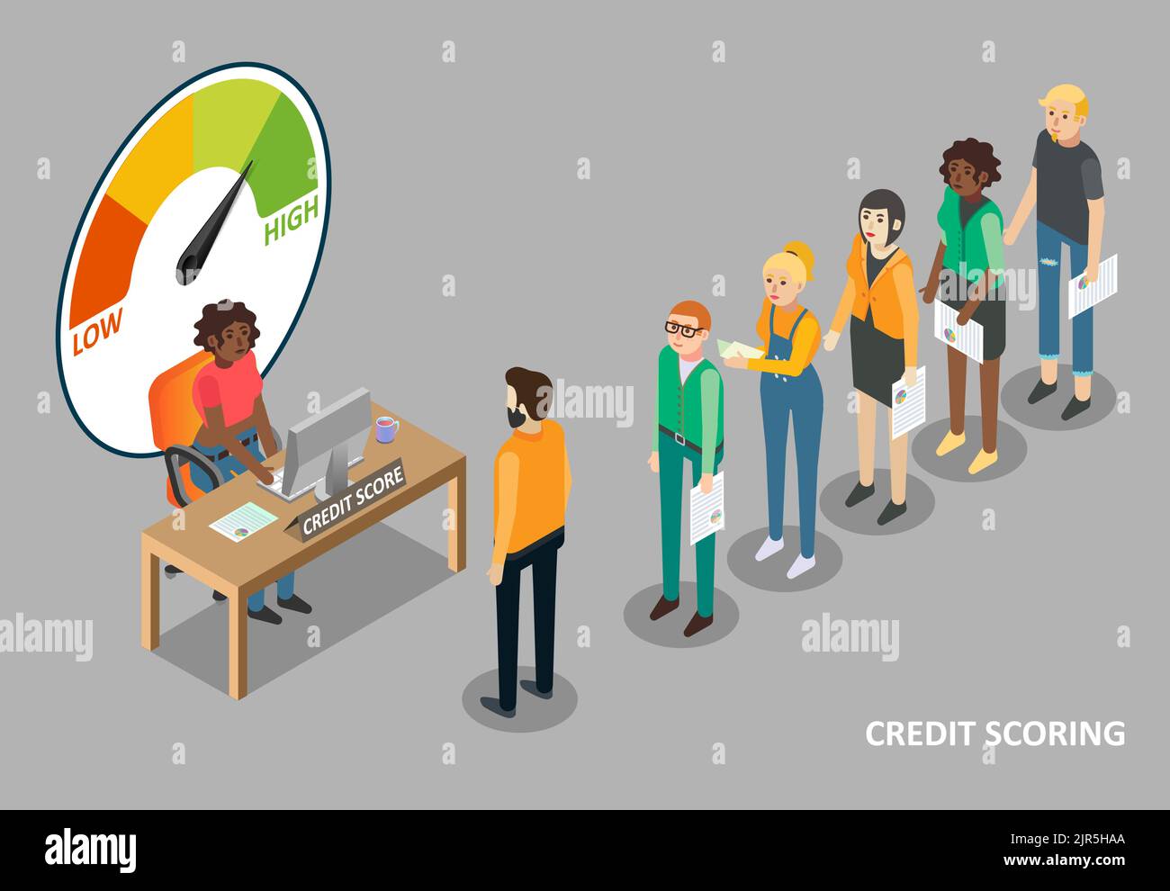 Credit scoring concept vector flat isometric illustration Stock Vector ...