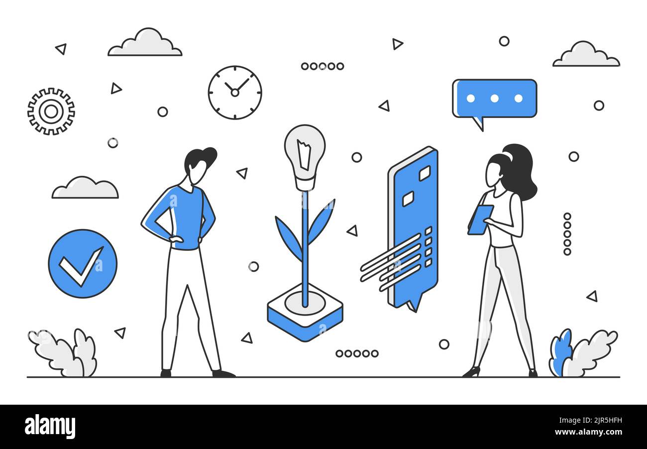 List of business idea solutions. Project brainstorming, smart innovative solution vector ...