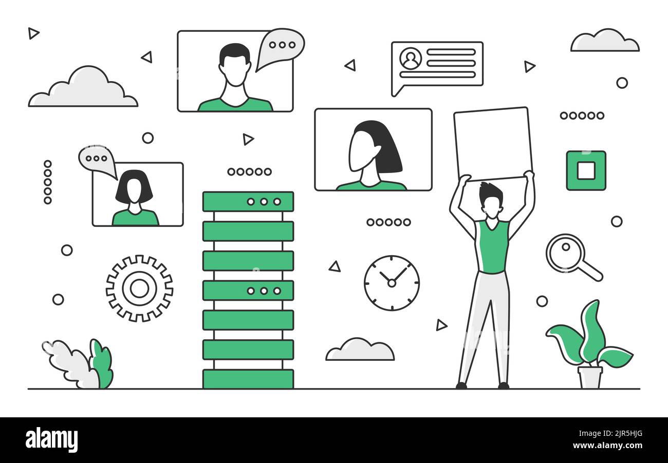 Network sharing information. People digital communication and info ...