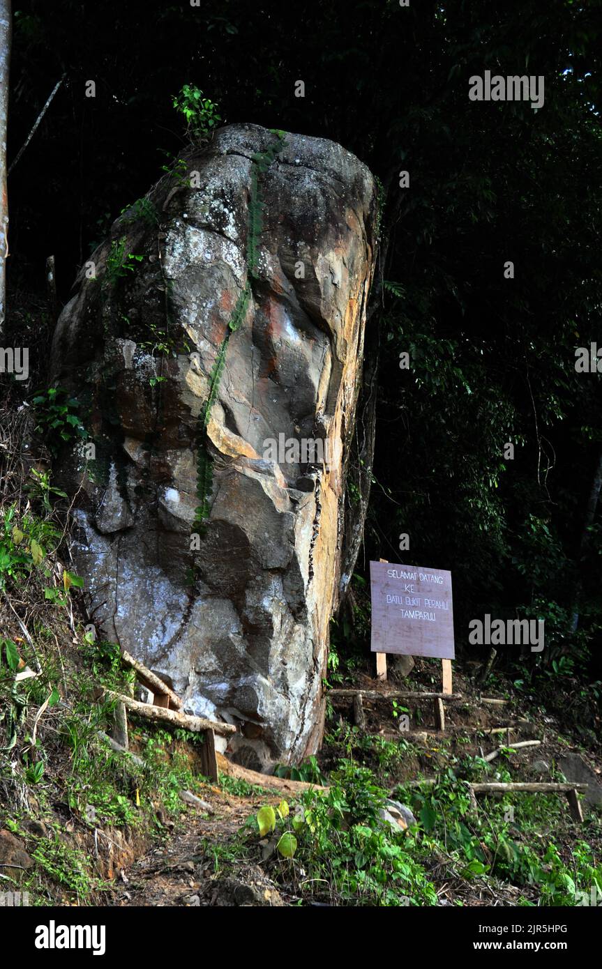 A large rock resembling the front of a ship was taken as the name Bukit ...