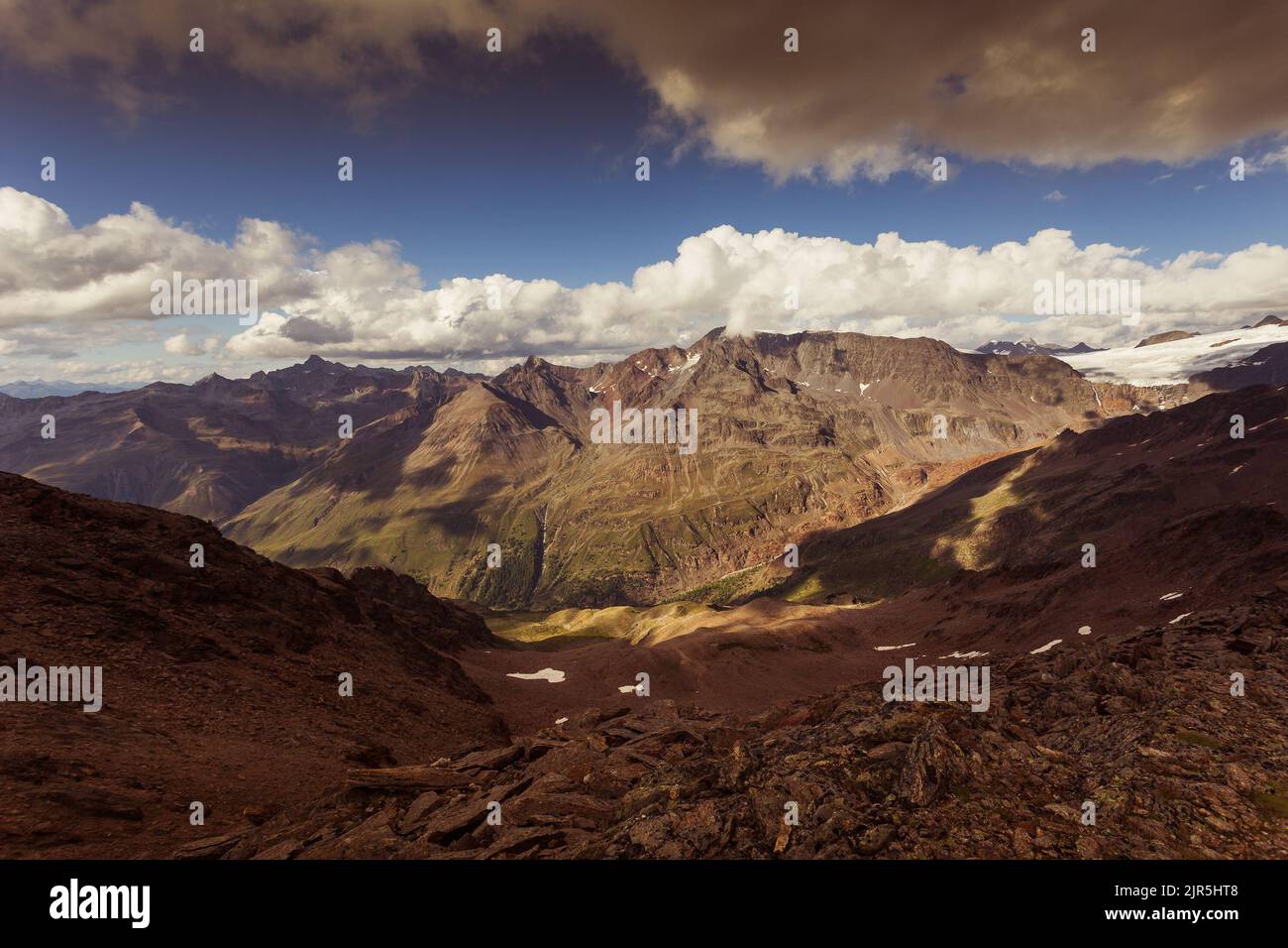 Punta del Lago Bianco and peaks of Italian Austrian border, Alto Adige ...