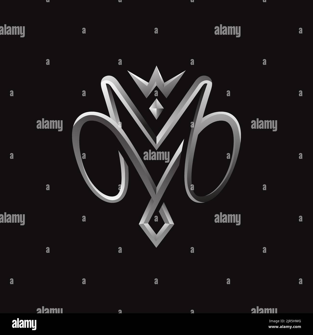 Classic letter M monogram with crown, highlight, and shadow Stock ...