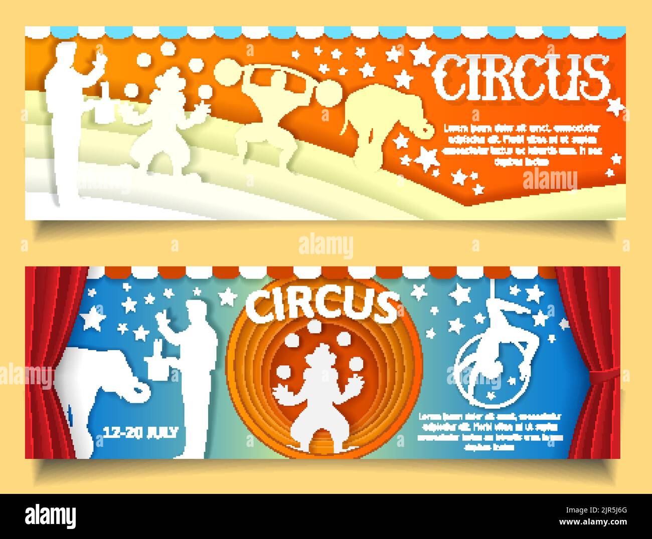 Vector paper cut circus banner template set Stock Vector Image & Art ...