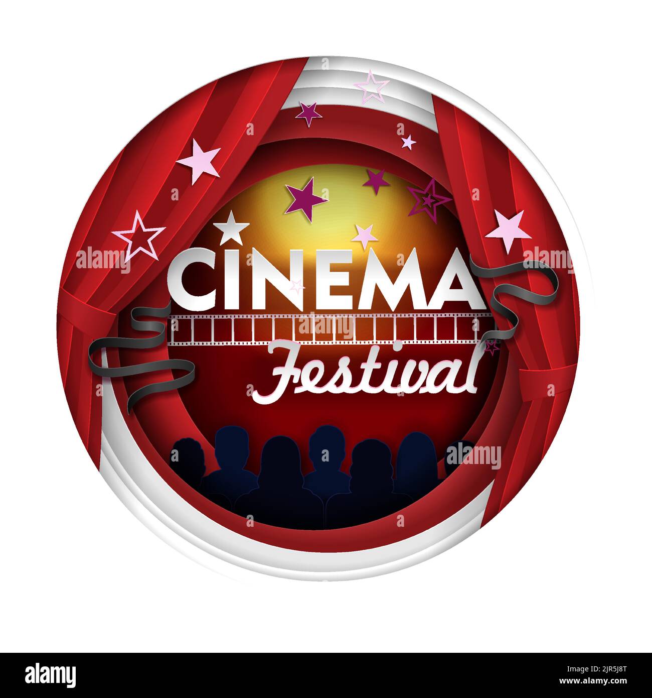 Cinema festival vector paper cut poster banner template Stock Vector ...