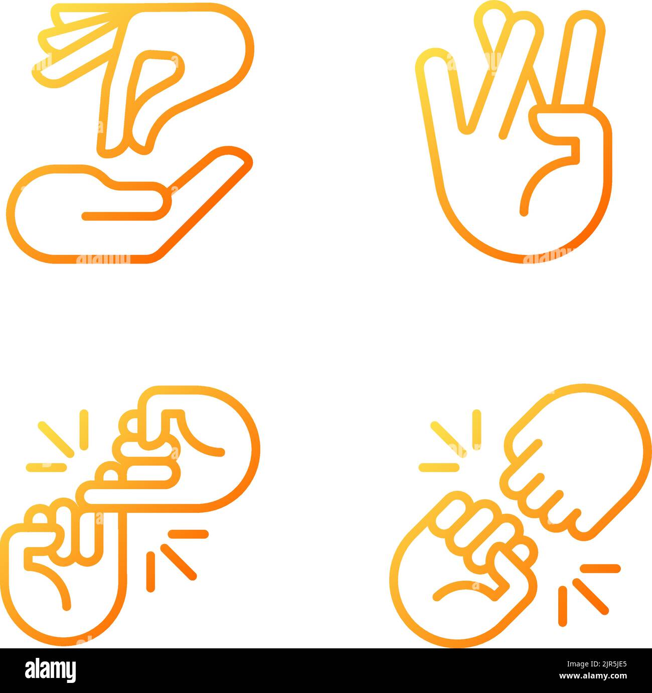 Using Gestures For Communication Pixel Perfect Gradient Linear Vector Icons Set Stock Vector