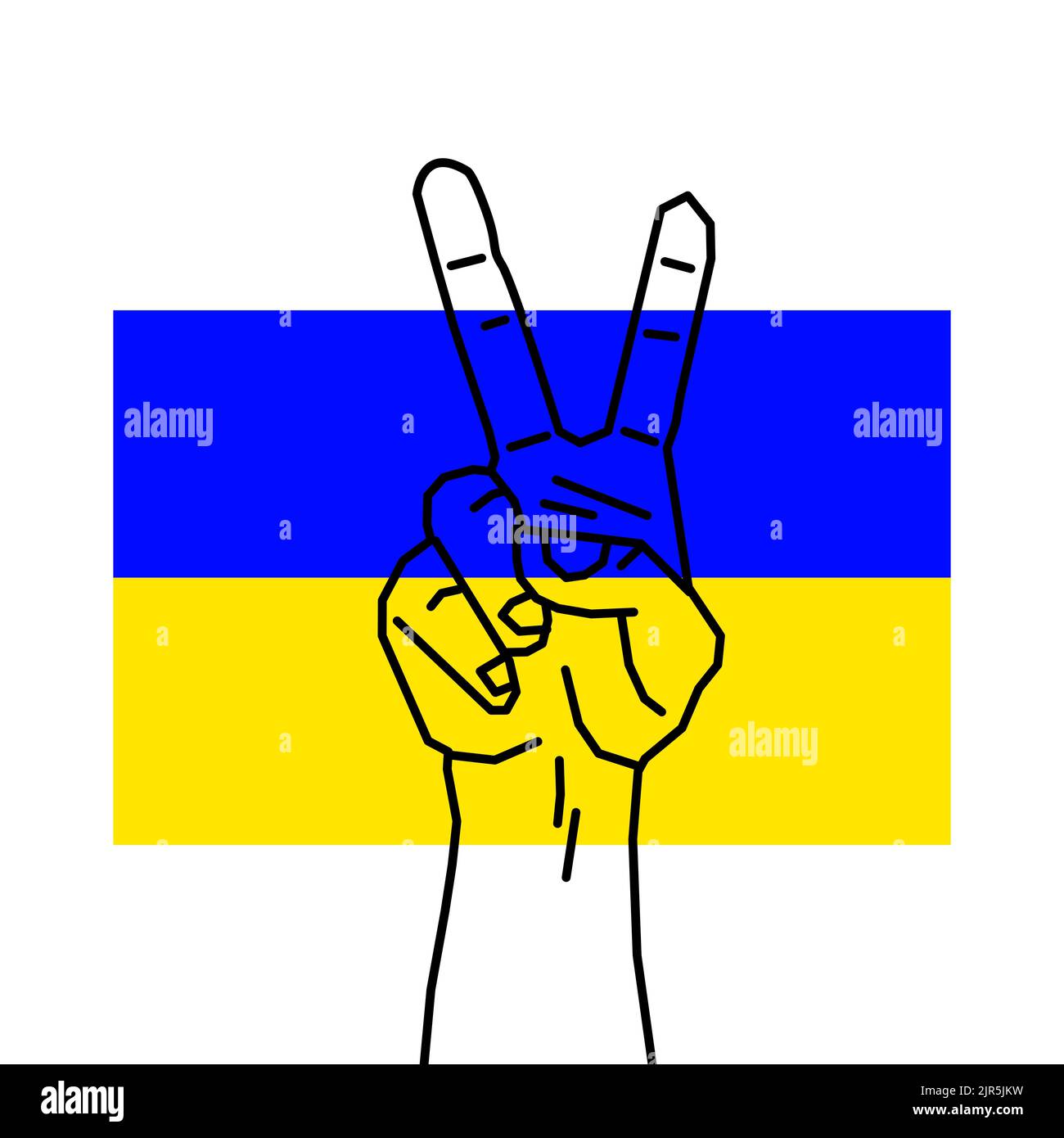 A hand showing peace sign on the Ukraine flag background Stock Photo ...