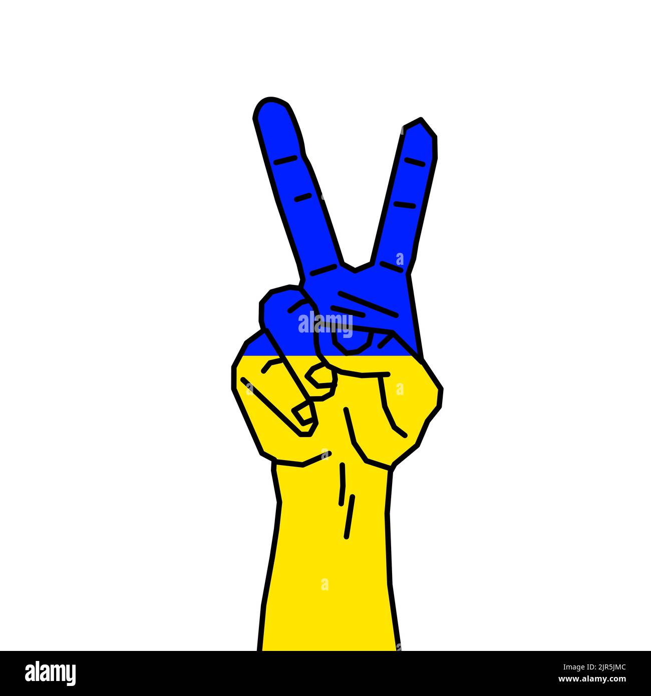 A peace sign gesture in Ukraine flag colors on white background Stock ...