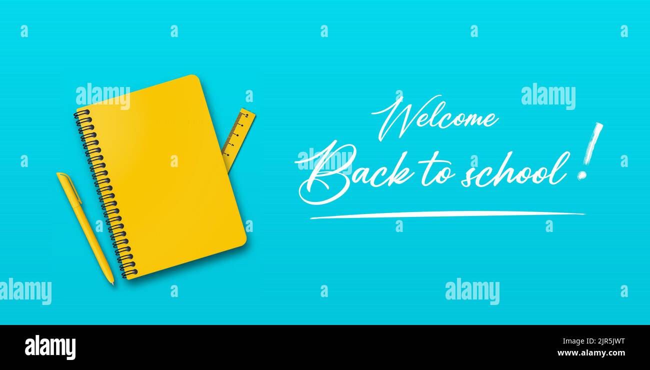 Back to school. Holiday for students. Banner concept with notebook and ...