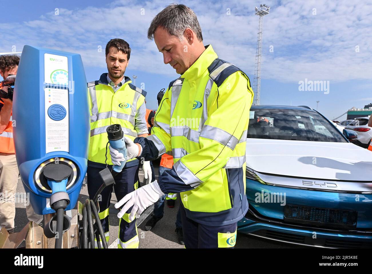 illustration picture shows cars waiting for transport during the kick-off of the Voka Summer ...
