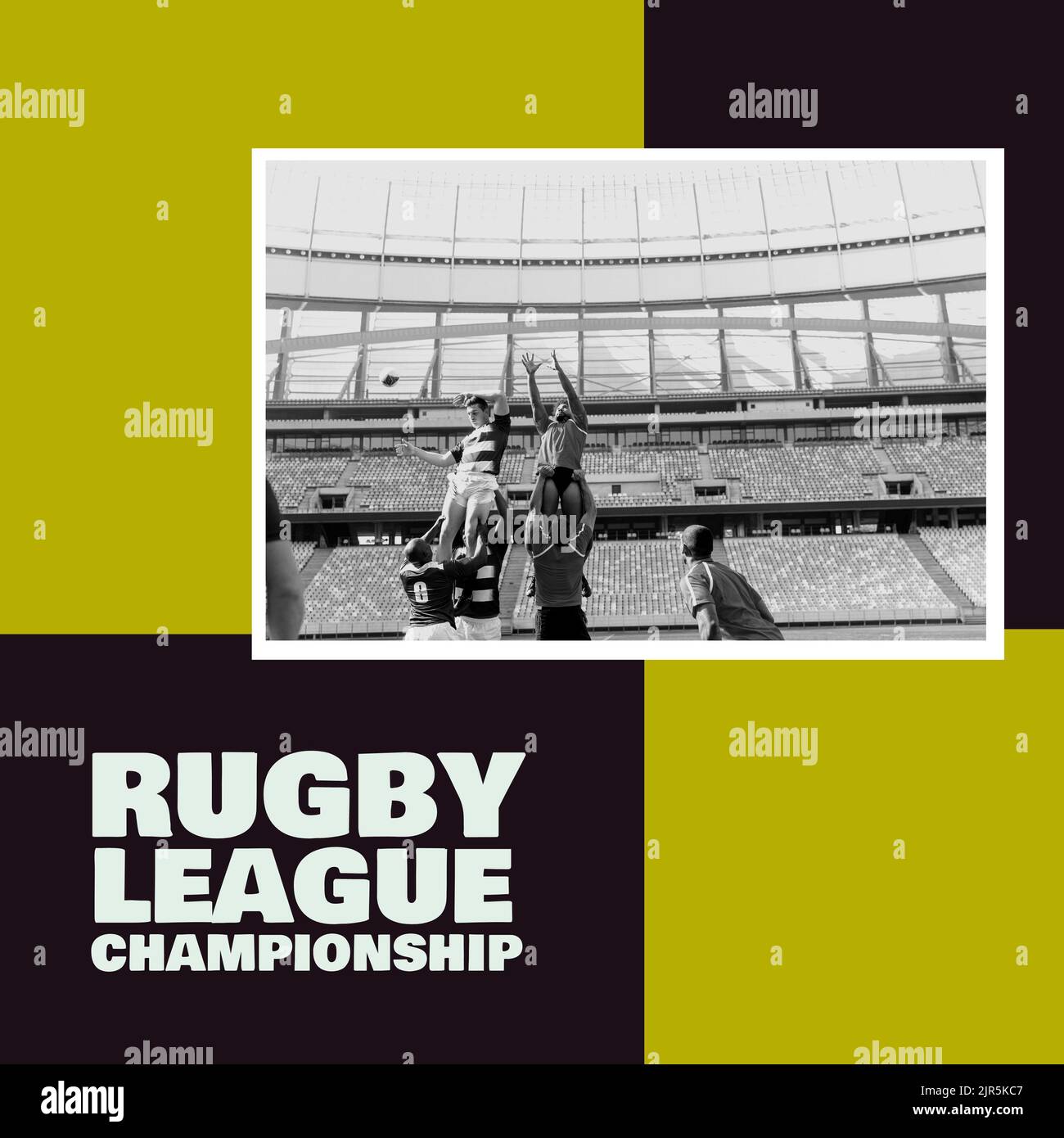 Composition of rugby league championship text over diverse male rugby ...