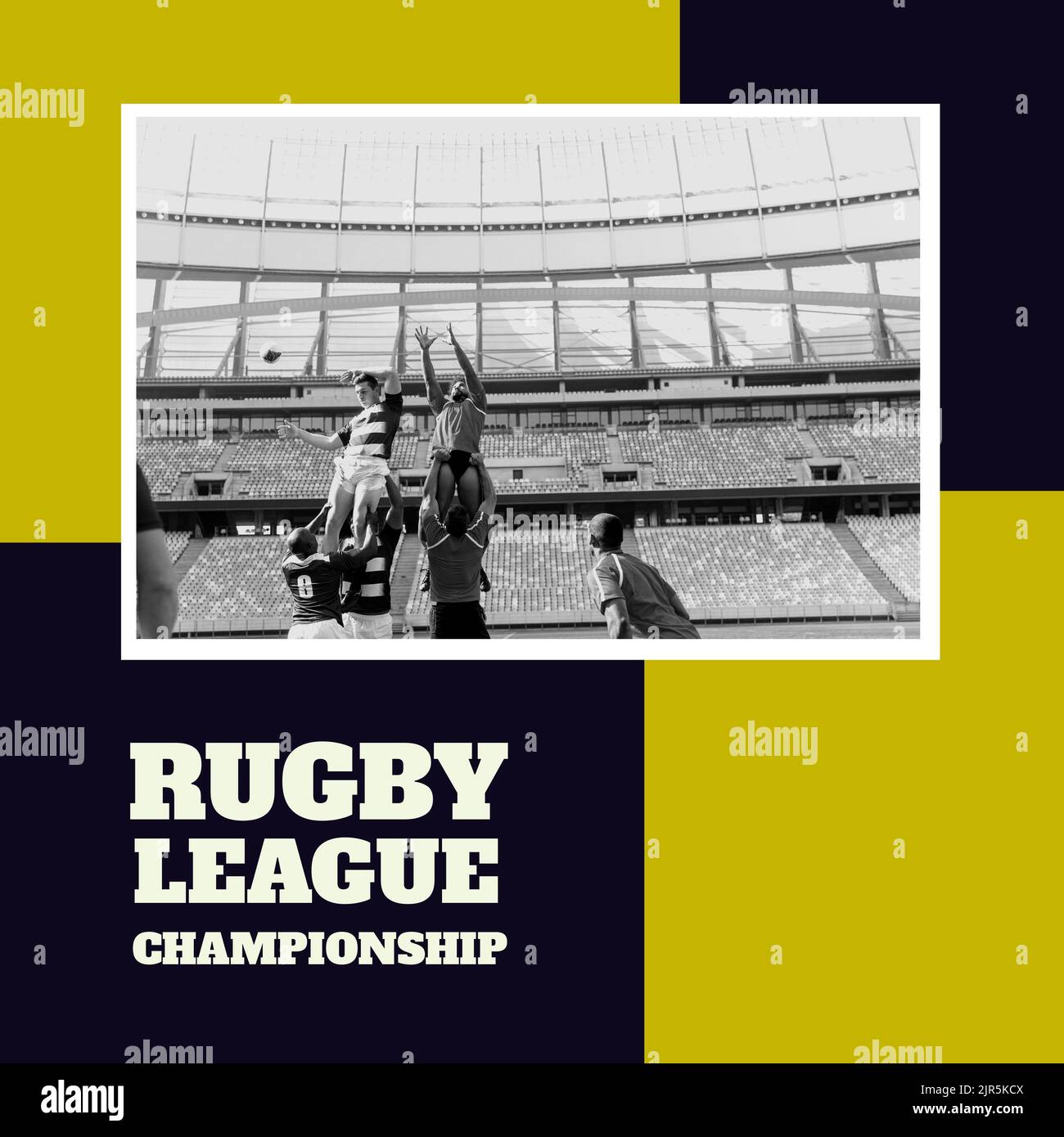 Composition of rugby league championship text over diverse male rugby ...