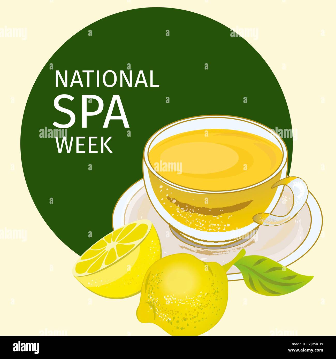 Composition of national spa week text over tea and lemon Stock Photo ...
