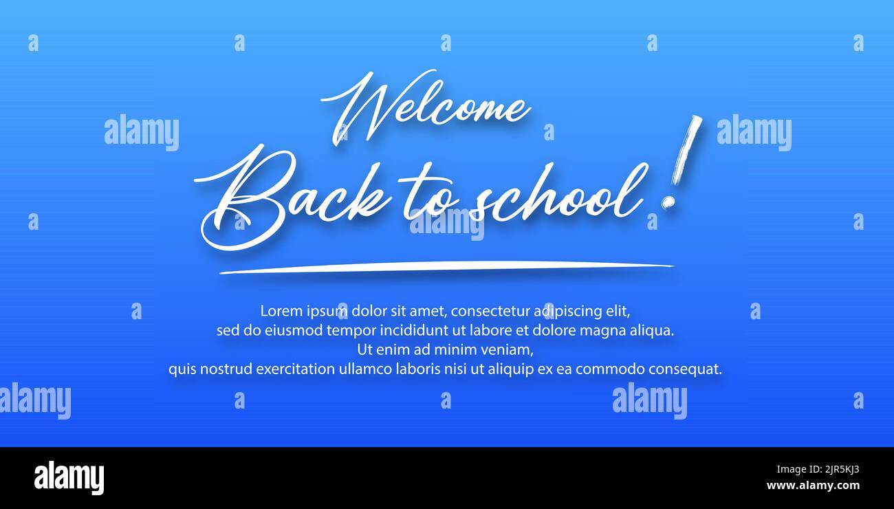 Back to school. Holiday for students. Banner concept on blue background ...