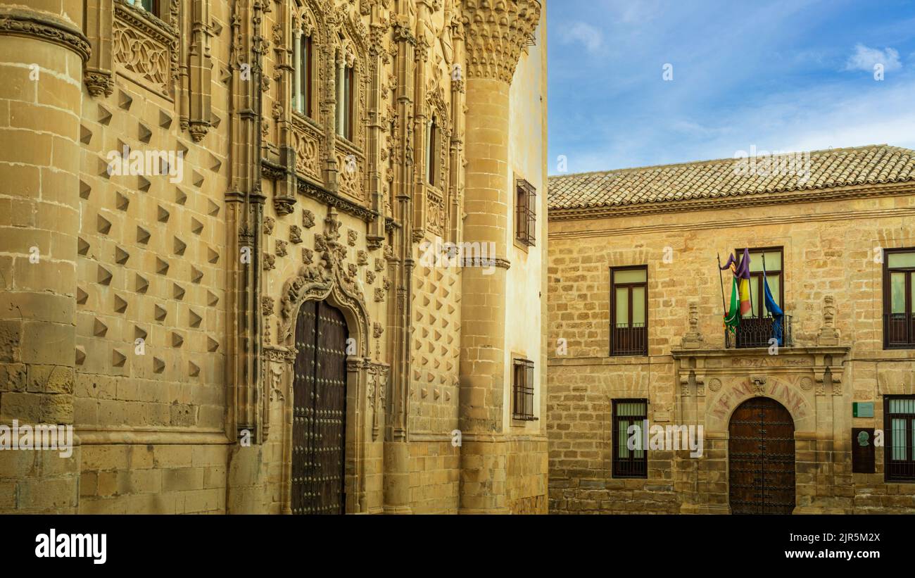 Square where you can see two monuments of the city of Baeza in Jaen ...