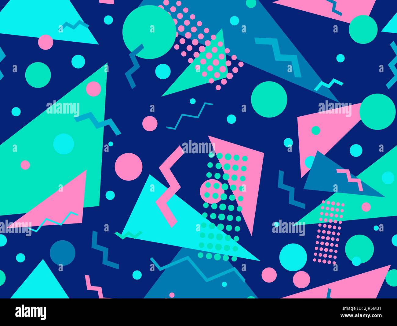 Geometric seamless pattern with memphis elements in 80s style. Colorful ...