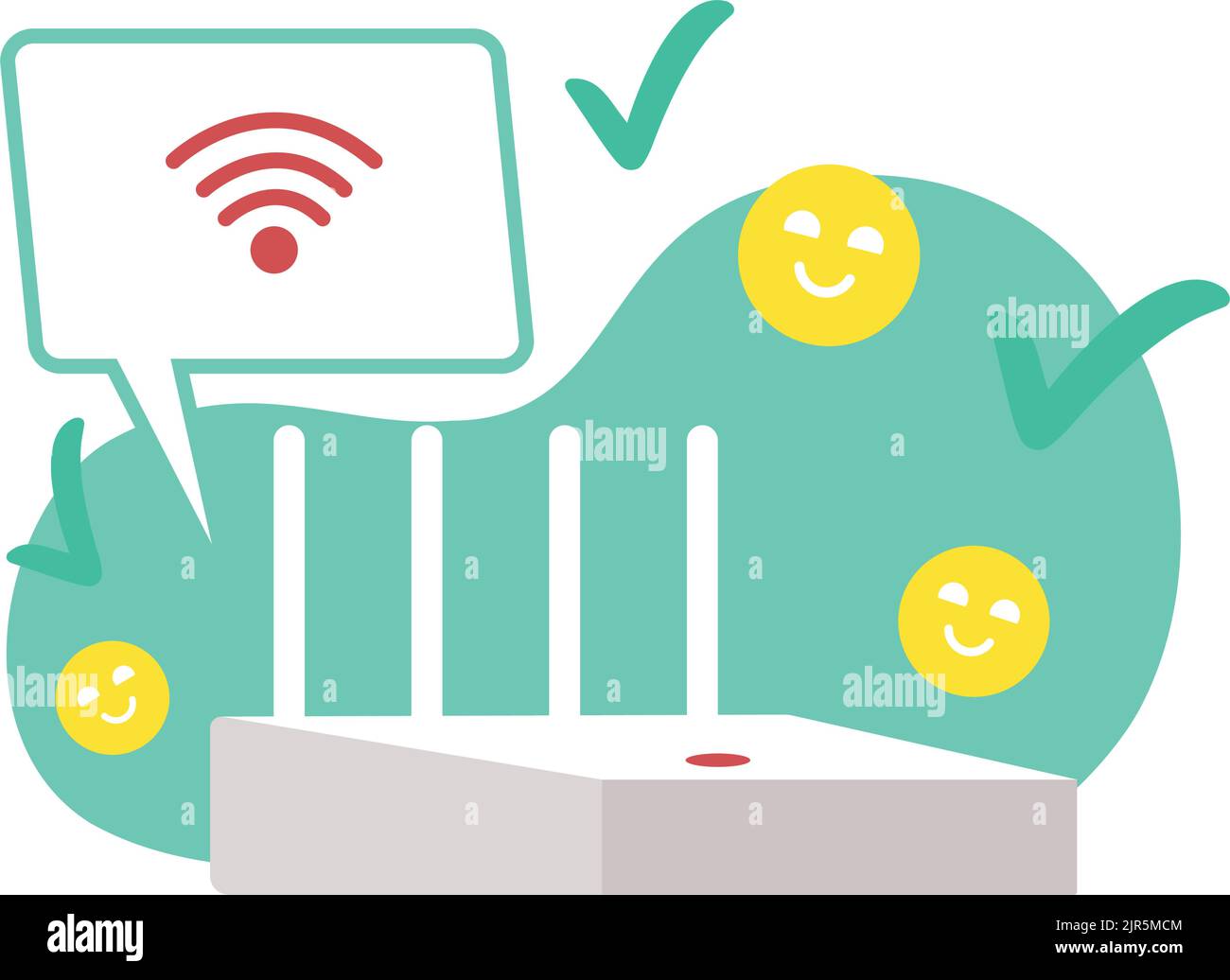 Strong router signal 2D vector isolated illustration Stock Vector Image ...
