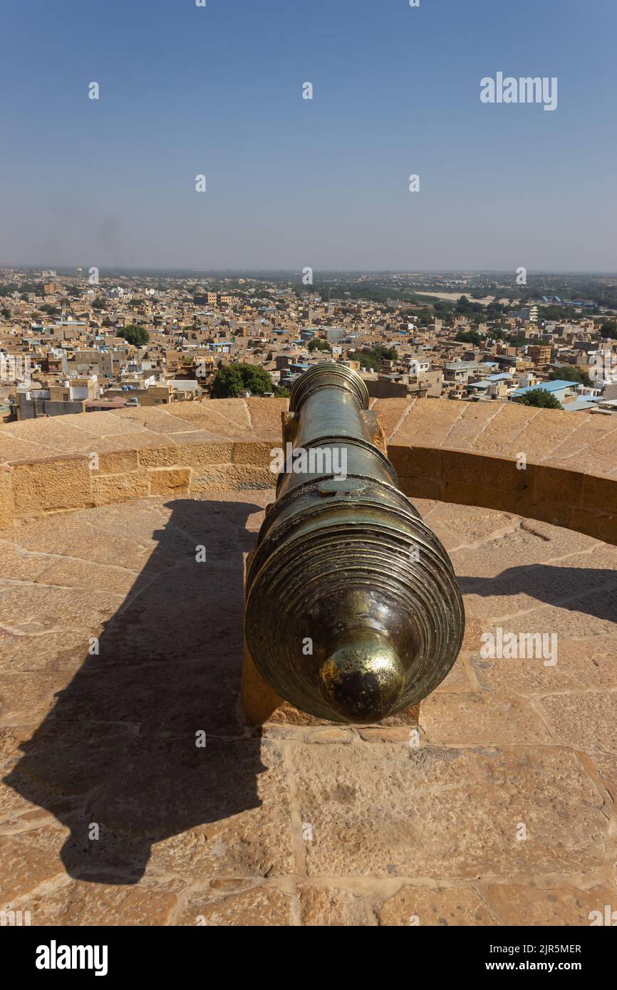 The Jaisalmer Fort Cannon and the View of The City Landscape, Rajasthan ...