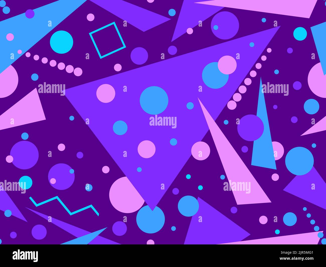 Geometric seamless pattern with memphis elements in 80s style. Colorful ...