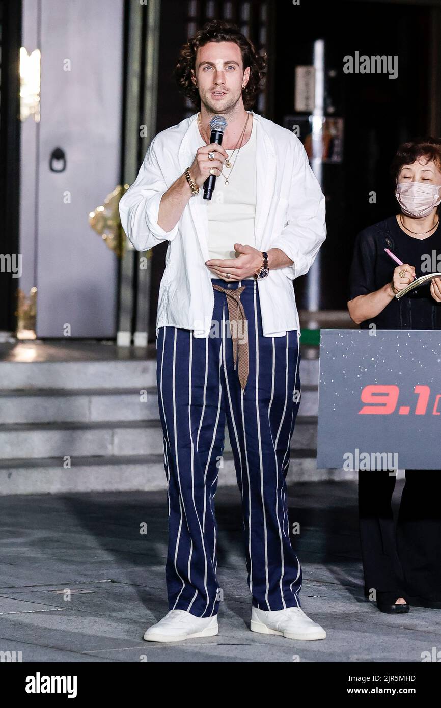 August 22, 2022, Tokyo, Japan: Actor Aaron Taylor-Johnson speaks during ...