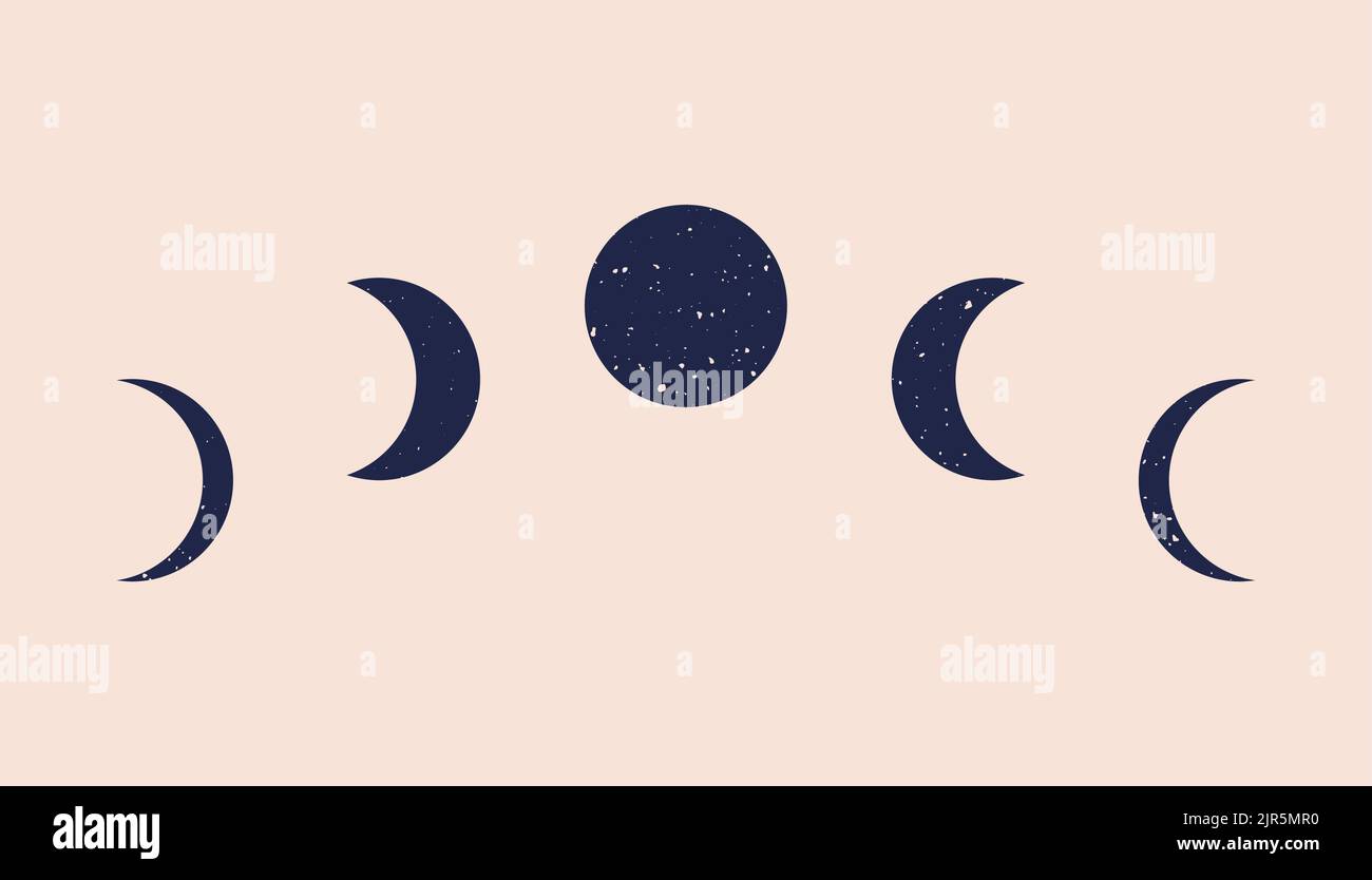 Vector modern moon minimal art background. Moon cycle minimalist design ...