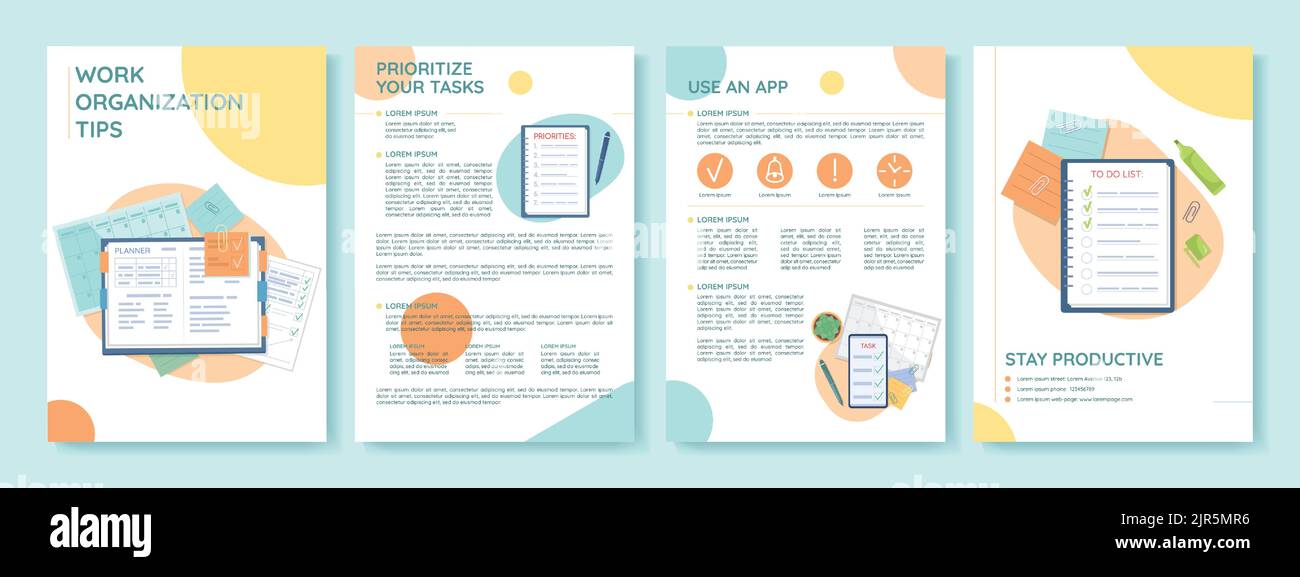 Work organization tips flat vector brochure template Stock Vector Image ...