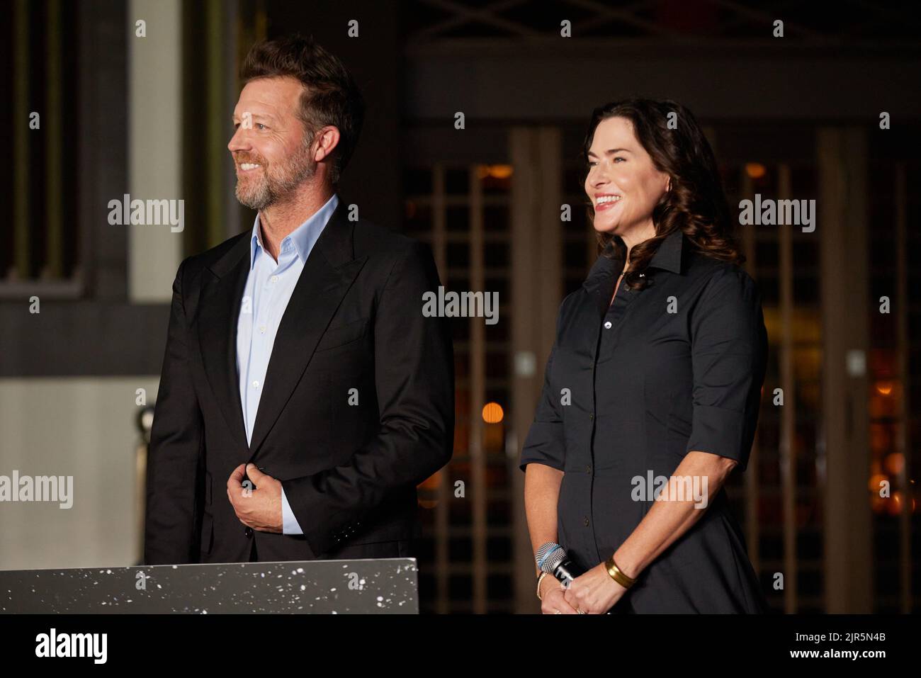 Director David Leitch and producer Kelly McCormick attend a promotional ...