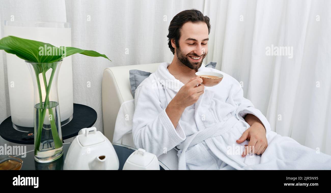 Handsome man drinking tea in hi-res stock photography and images - Alamy