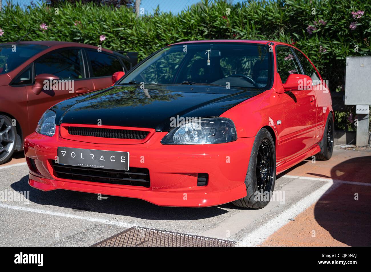 A classic red Japanese sports car Honda Civic EK of the sixth ...