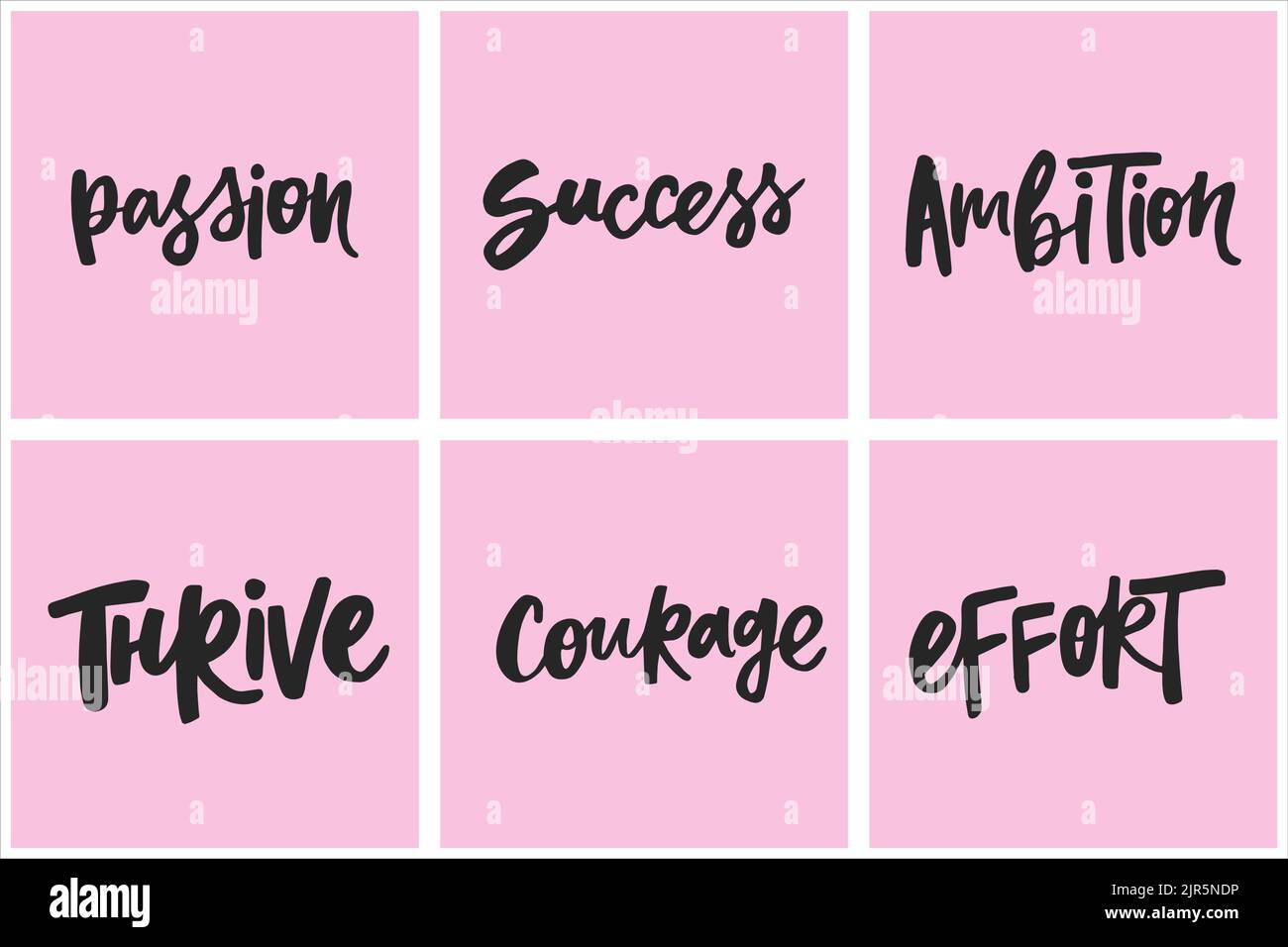 Set of handwritten words about success. Collection of creative ...