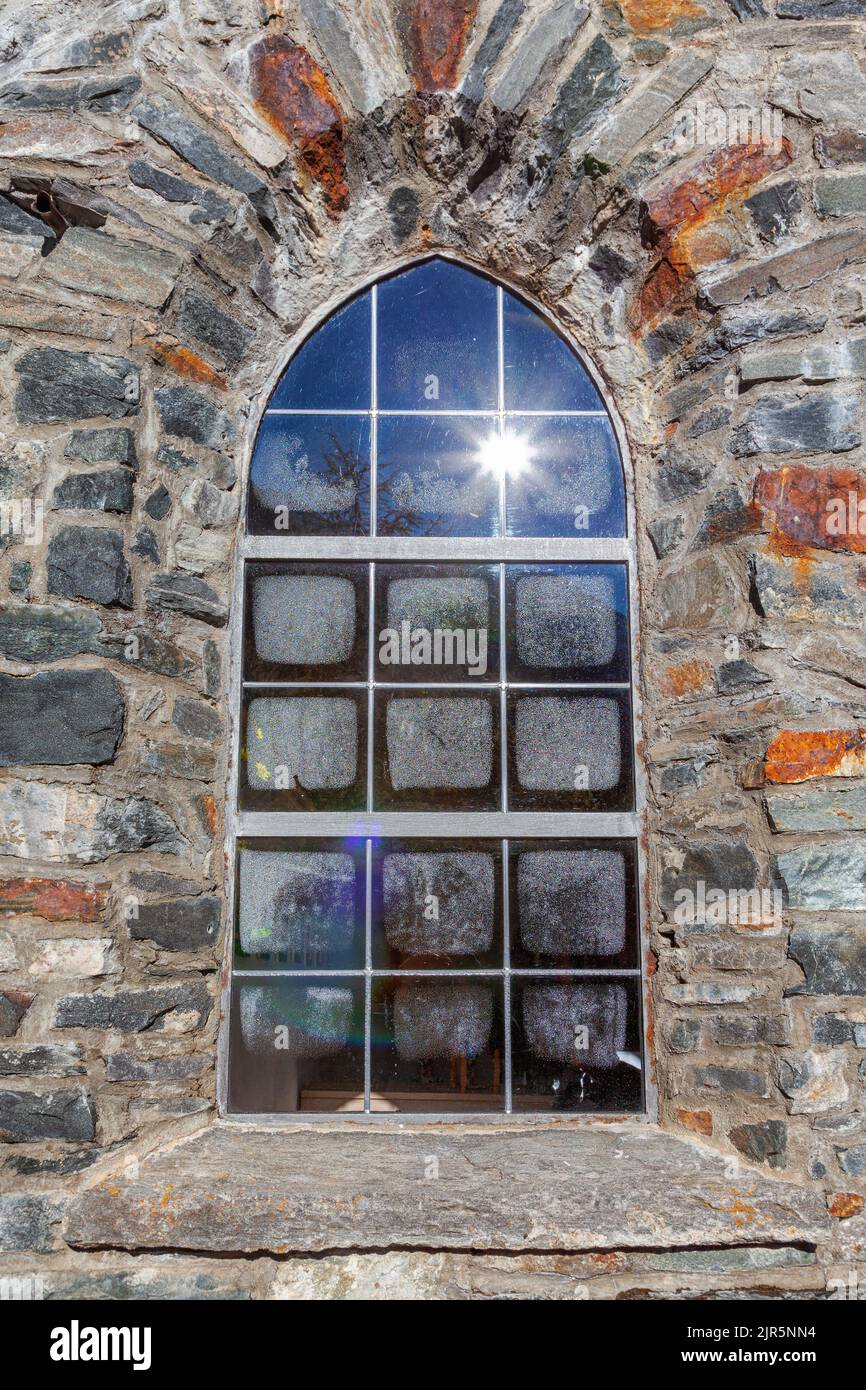 Sun reflection in a church window Stock Photo - Alamy