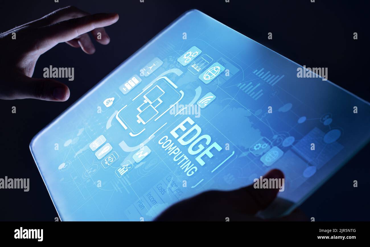 Edge computing modern IT technology on virtual screen concept Stock ...