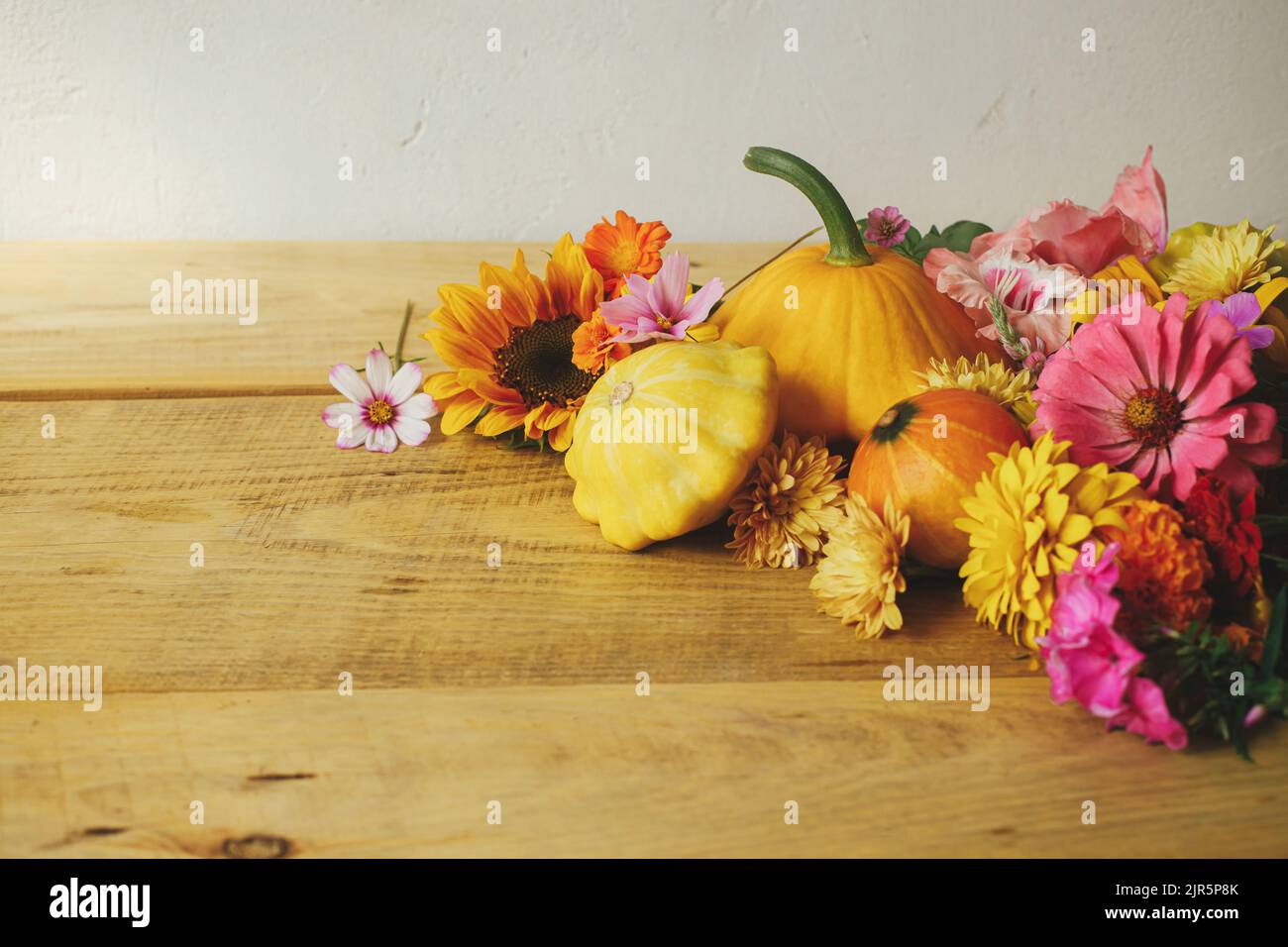 Stylish autumn composition on rustic background. Colorful autumn ...