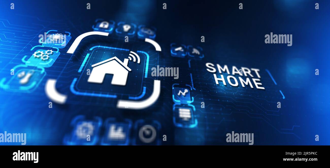 Smart home control panel on virtual screen. IOT and Automation ...