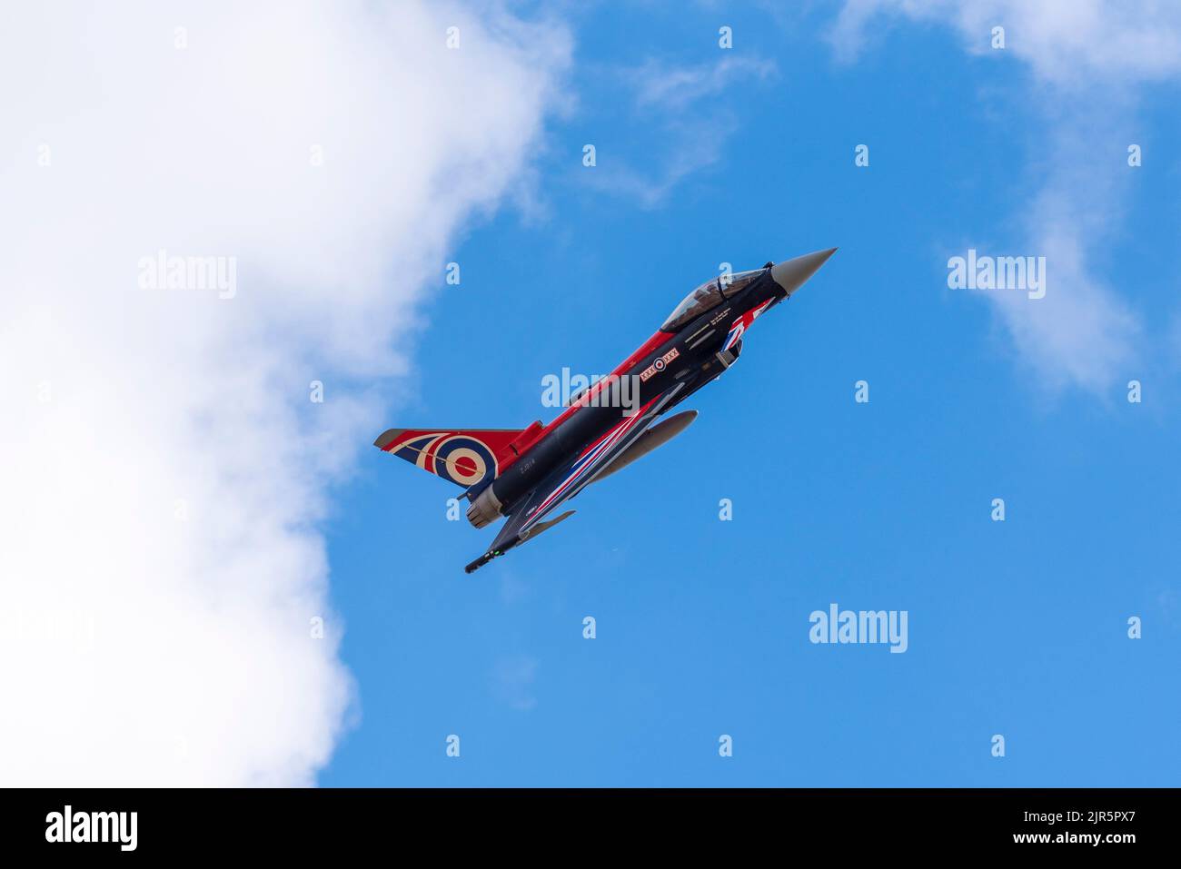 RAF Eurofighter Typhoon jet fighter plane flying at London Southend ...