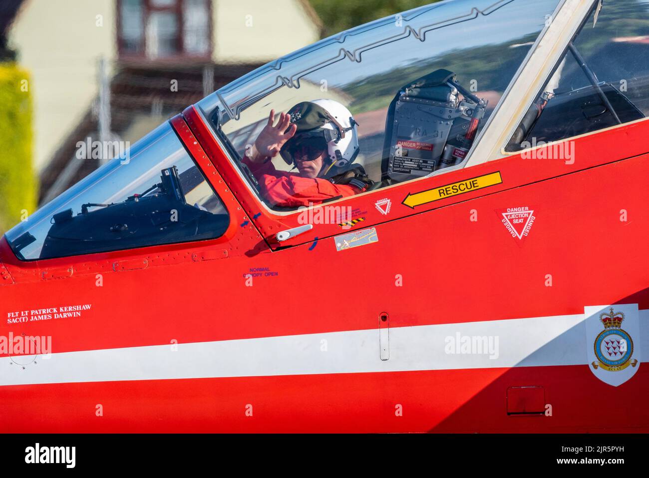 RAF Red Arrows BAe Hawk jet plane at London Southend Airport whilst ...