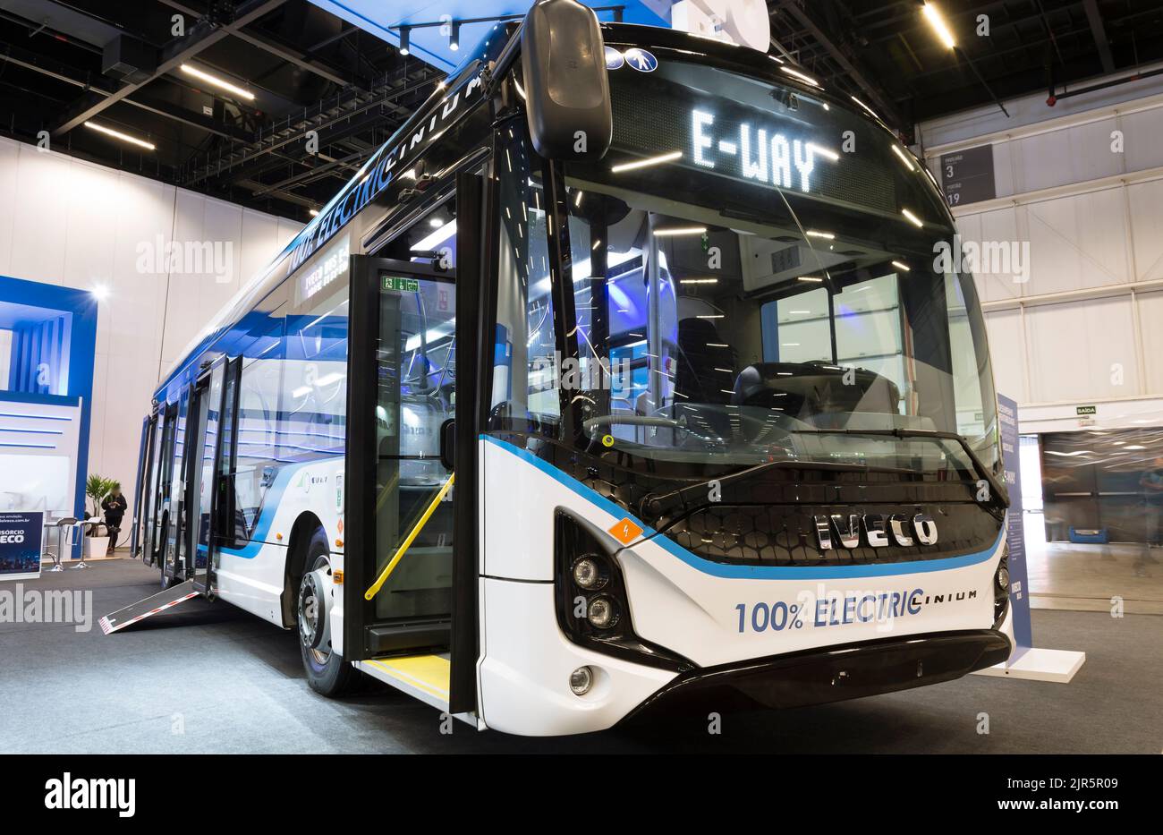 Electric bus vehicle Iveco e-Way on display at the LAT.BUS 2022 ...
