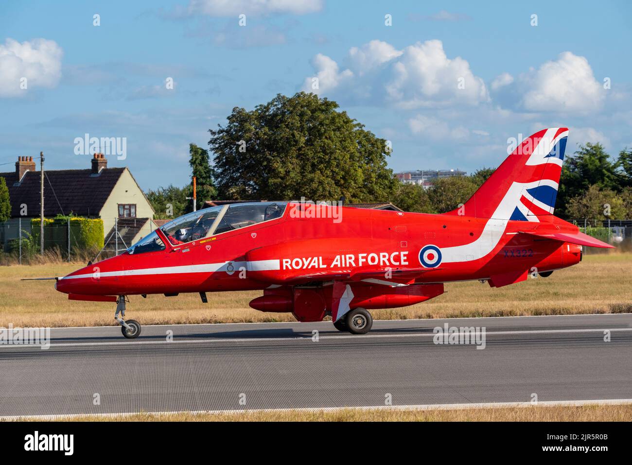 Royal Air Force Red Arrows BAe Hawk jet plane XX322 at London Southend ...