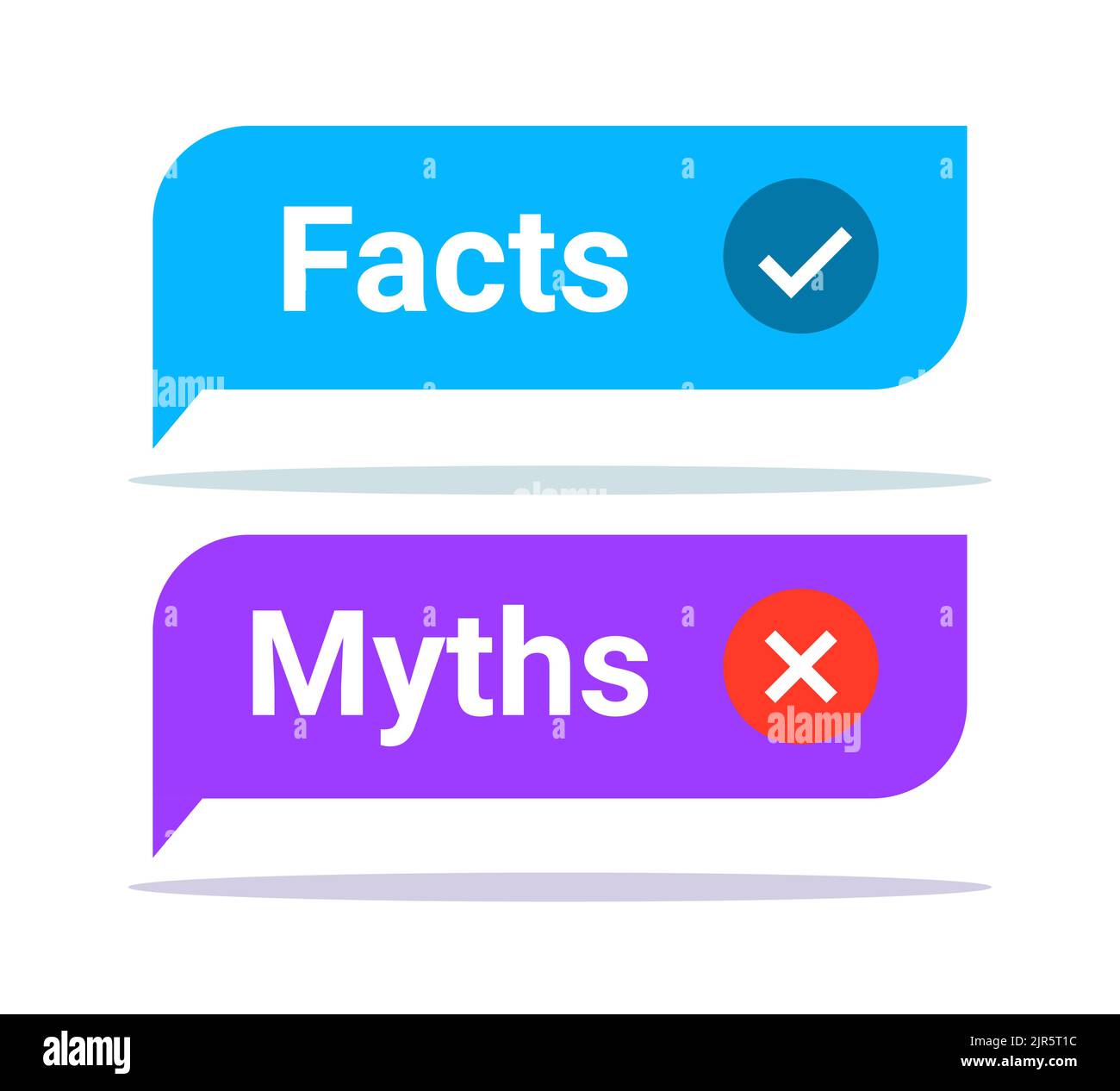 Myths vs fact check icon. Fake or true bubble concept rumor news vector ...