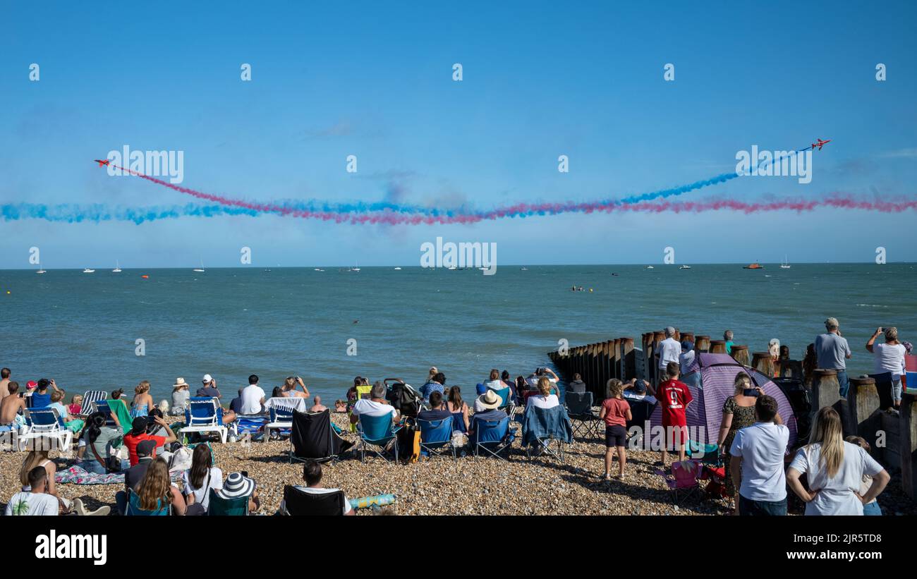 Two planes from the RAF Red Arrows aerobatic display team narrowly miss ...