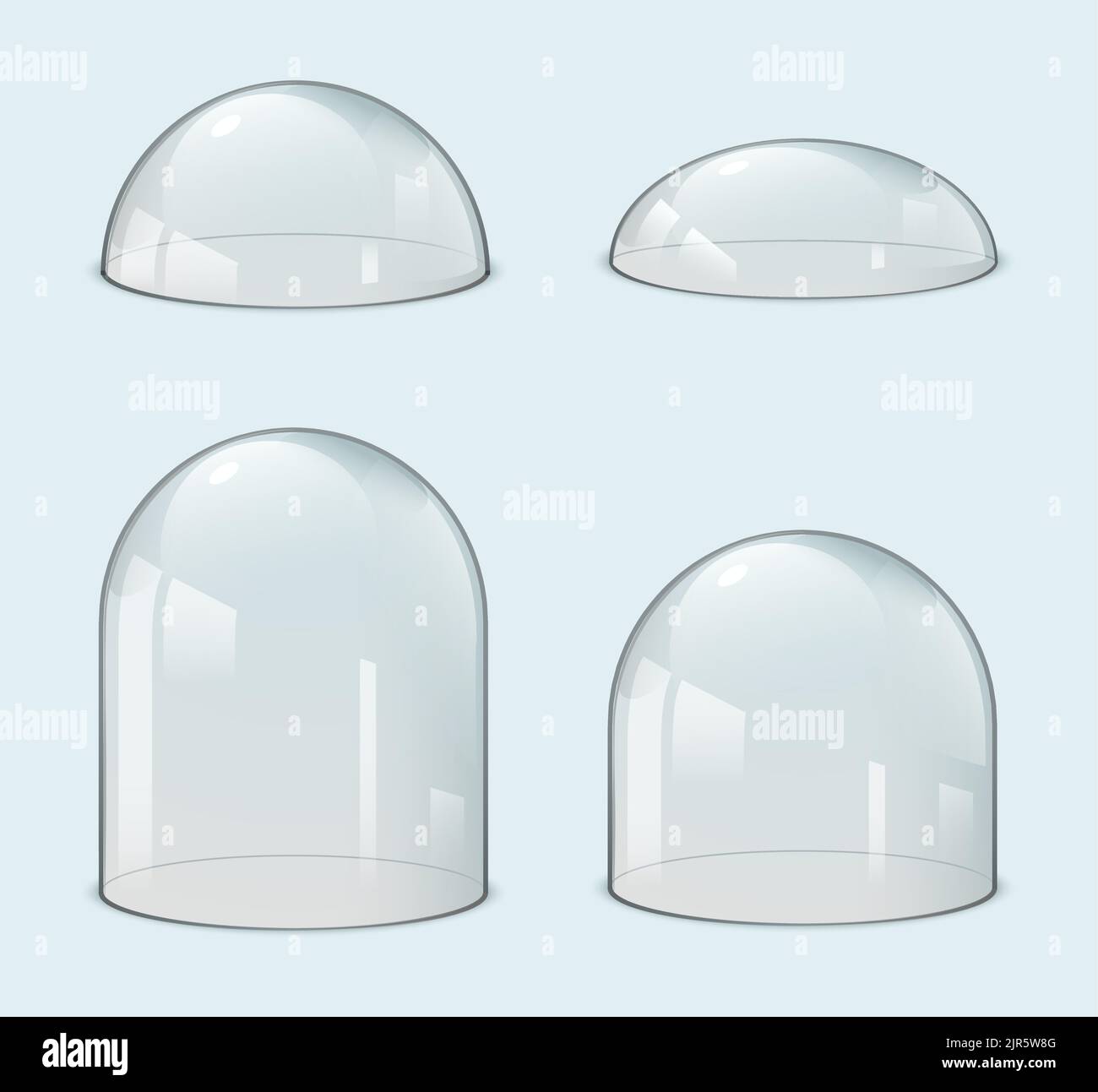 Glass dome bell jar cover. 3d transparent vector glass dome protection ...