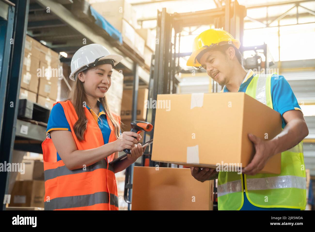 woman manager professional smiling of warehouse logistic worker job ...